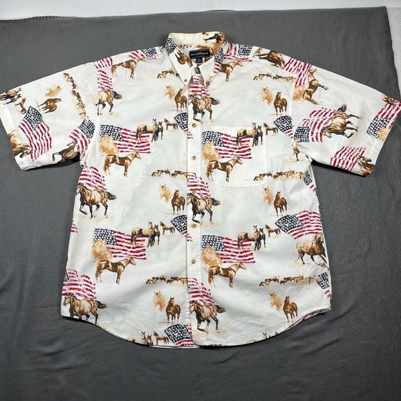 Bit & Bridle | Shirts | Bit Bridle American Flag Horse Print Button Up ...